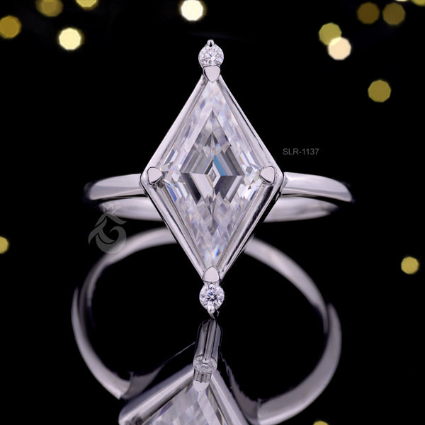2CT Lozenge Cut Moissanite Engagement Ring – 14K Yellow Gold Kite Shap ...